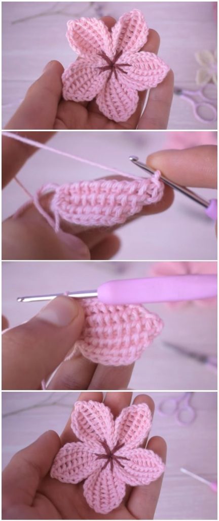 Crochet Easy Sakura Flower - ilove-crochet