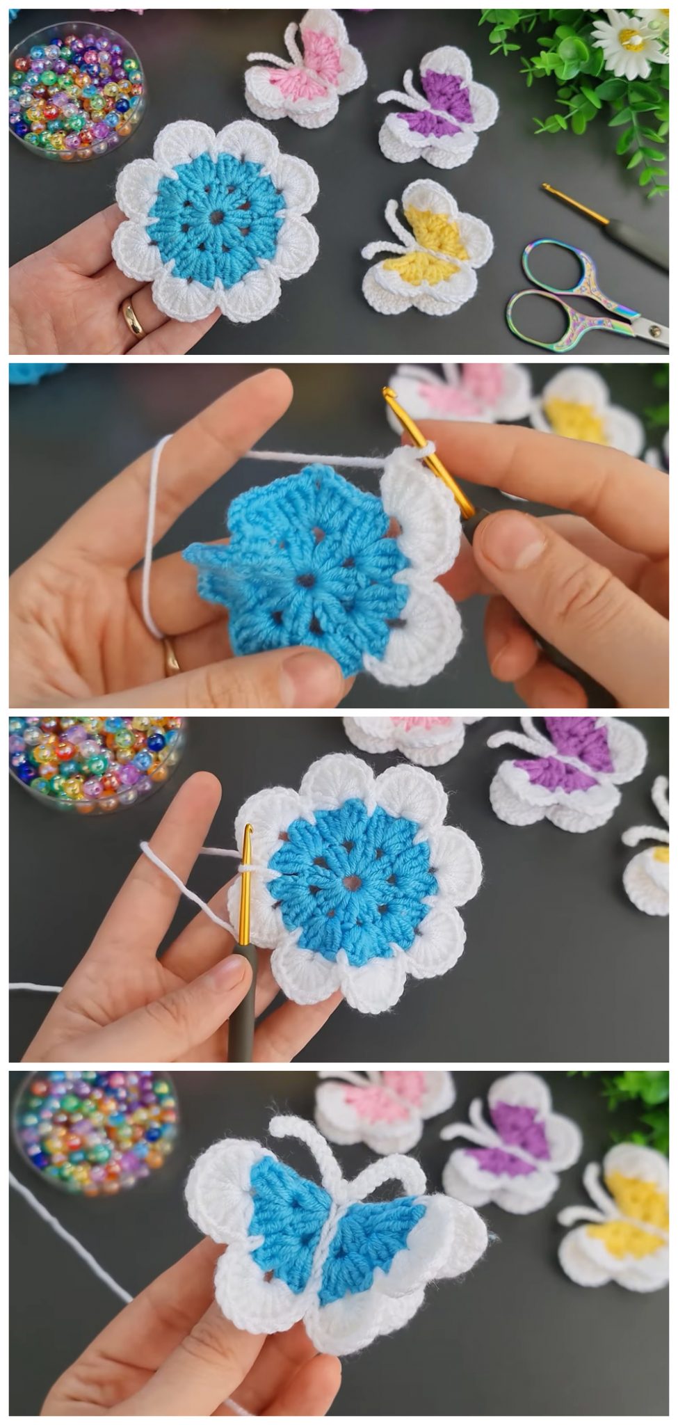 Crochet Mini Butterfly Keychain Pattern - ilove-crochet