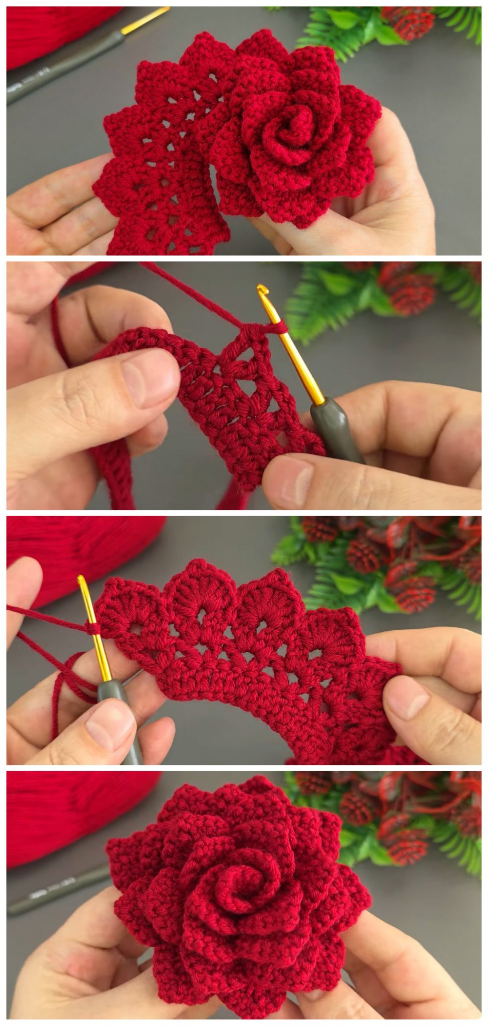 Easy Red Roses Crochet Pattern - ilove-crochet