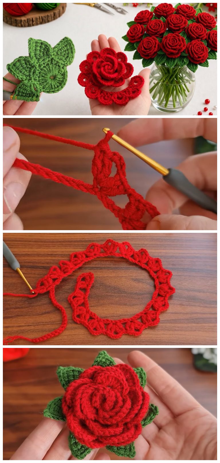 Red Roses Easy Crochet Pattern - ilove-crochet