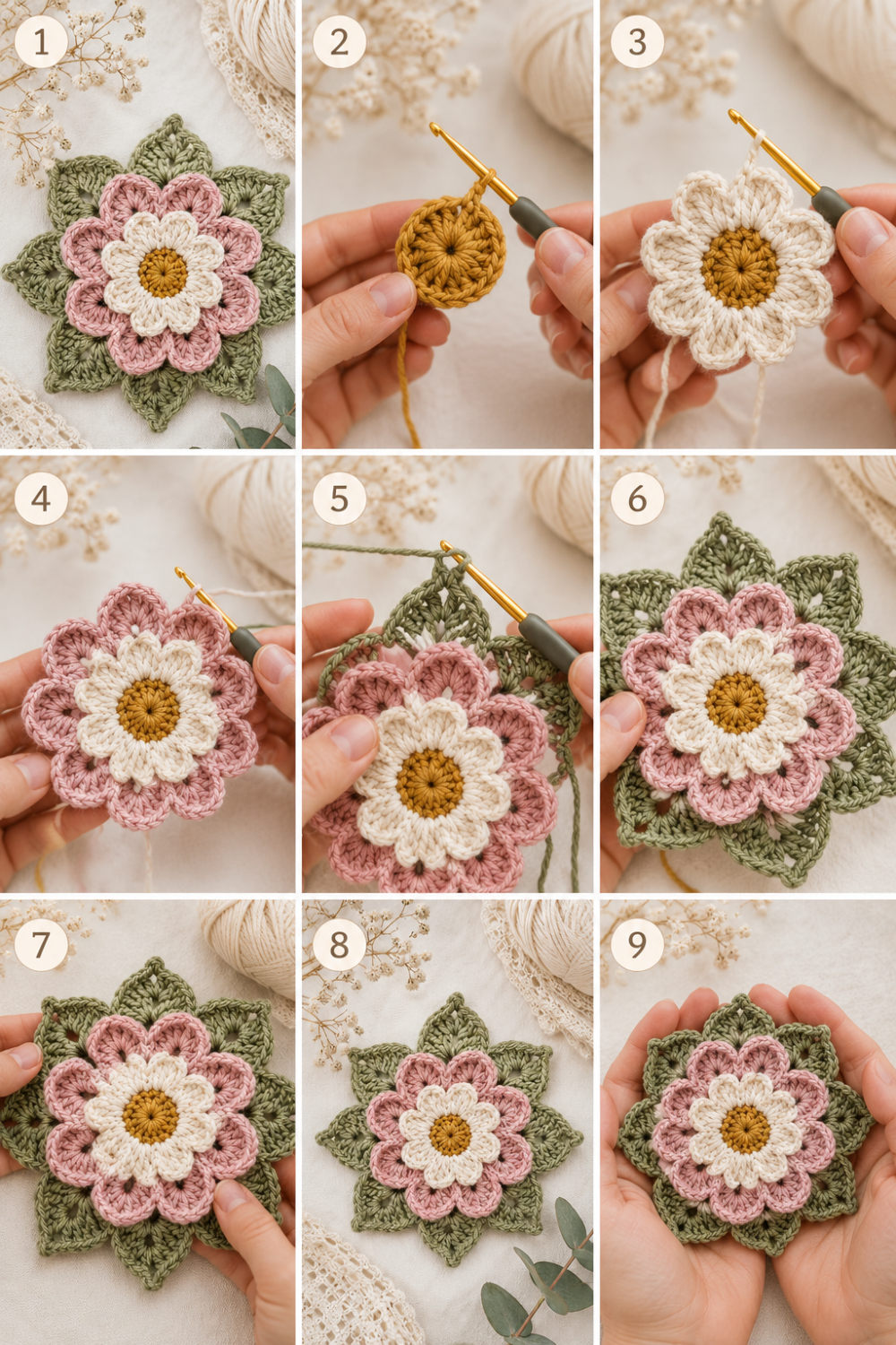 Easy Crochet Flower Motif Pattern Free - ilove-crochet